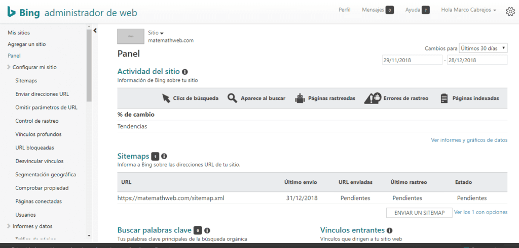 Dar de alta una página en Bing Webmaster - Mis Ingresos Pasivos